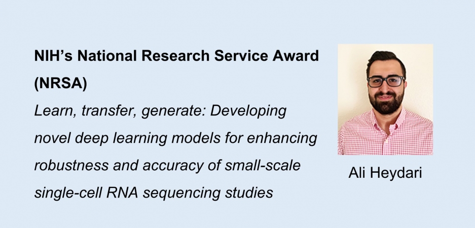 Our graduate student Ali Heydari received an NIH's NRSA fellowship ...